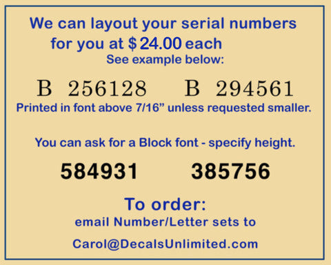 Decals Unlimited Inc. — Custom Serial Numbers